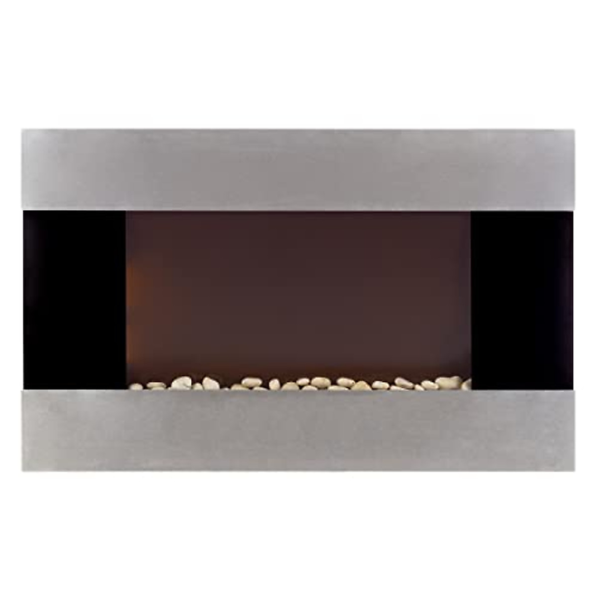 Northwest Electric Fireplace - 36 Inch Wall Mounted Fireplace Heater with Remote Control Adjustable LED Flame Brightness and Heat (Silver)