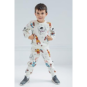 Marvel Avengers Spider-Man Hulk Iron Man Captain America Little Boys Fleece Sweatshirt and Pants Set White 7-8