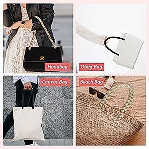 FVVMEED 25 Inch Obag Rope Handle with Canvas Insert Handbag Strap Bag Braided Band Repair Replacements for Obag Bag Female Handbag Shoulder Bag Canvas Tote Purse Practical Accessories (Beige)