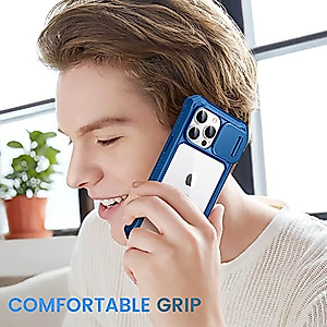 Ruky for iPhone 14 Pro Max Case with Camera Cover, iPhone 14 Pro Max Phone Case Built-in Screen Protector Full Body Protection Heavy Duty Case Boys Men for iPhone 14 Pro Max 6.7", Blue