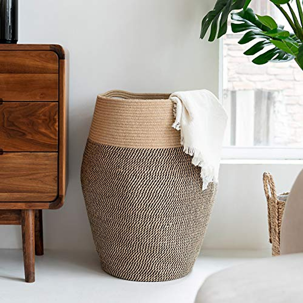 Goodpick Large Black Jute Rope Basket (Set of 2)