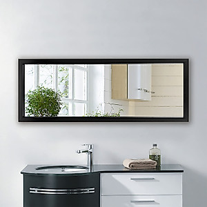 NeuType 43"x16" Full Length Mirror Body Mirror Full Length Wall Mirror Hanging Mirror Floor Mirror Bathroom Mirror Black Mirror Large Mirror Wall-Mounted Mirrors Polystyrene Frame(No Stand)