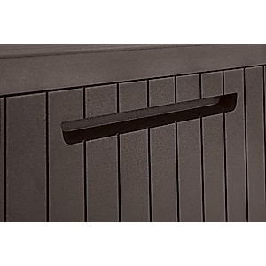 Keter City 30 Gallon Resin Deck Box for Patio Furniture, Pool Accessories, and Storage for Outdoor Toys, Brown