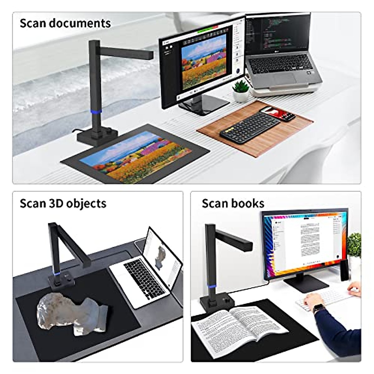 CZUR Shine Ultra Pro Scanner, 24MP Document Scanner, Max DPI 440, Portable USB Document Camera, A3 Large Format Book Scanner, Adjustable Height, Auto-Flatten & Deskew, Compatible with Windows & Mac OS