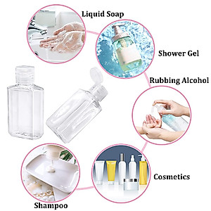 Jnnzzggu 40 Pack 2 Oz Plastic Refillable Bottles with Flip Cap,Clear Empty Hand Sanitizer Bottles,Portable Reusable Containers with Lids for Shampoo,Body Soap,Toner and Lotion