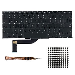 Willhom US Keyboard with Screws + Screwdriver Kit Replacement for MacBook Pro Retina 15" A1398 (Mid 2012- Mid 2015)