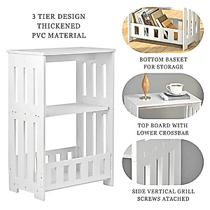 HAYOFAMY Side Table Night Stand Set of 2, 3 Tier Narrow End Table with Display Shelf, Small Bookcase Bookshelf, Simple Bedside Table Storage Rack for Bedroom, Living Room, Office, Bathroom, White