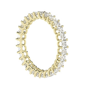 FACETS JEWELS Moissanite Wedding Band Diamond Eternity Ring for Women White Gold/Yellow Gold/Rose Gold 2 Ct Princess Cut VVS1 Clarity Moissanite Band - 14K Solid Gold 7