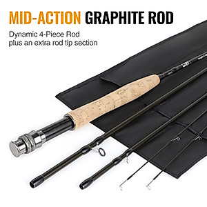 TOPFORT Fly Fishing Rod and Reel Combo Starter Kit, 4 Piece Lightweight Ultra-Portable Graphite Fly Rod Complete Starter Package with Carrier Bag (5/6# 2.7m Fly Fishing Rod and Reel Combo)