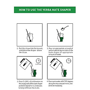 Cuopru Yerba Mate Cup Bombilla - Mate Gourd Set Includes Double Walled Stainless Steel Tea Cup, Tea Shaper set, Bombilla Straws, Cleaning Brush