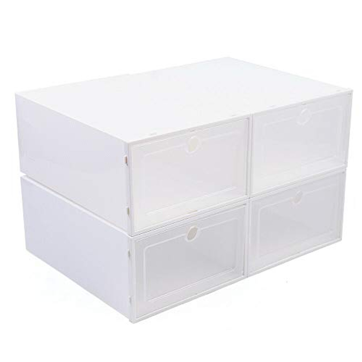 TFCFL Shoe Box, Set of 20 Shoe Storage Organizers Plastic Stackable Home Clear Shoe Box Rack Clear Drawer-White
