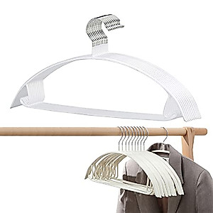YQMY Standard Hangers Clothes Hanger,No Bump Hangers Rubber Coated Contour Metal Hanger, Sweater Hanger,Coat Jacket Hangers,Suit Hanger,Ultra Thin Space Saving T-Shirt Hanger (White,Heavy Duty 10)