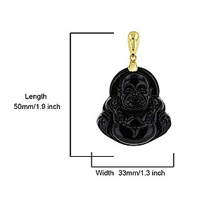 Shop-iGold Happy Laughing Buddha Black Jade Pendant, Genuine Certified Grade A Jadeite Jade Hand Crafted, Buddha Medallion, Buddha charm, Buddha Pendant, Good Luck Black Jade statue pendant