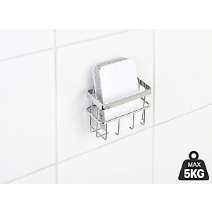 HOME&I Sponge Holder for Kitchen Sink, Stainless Steel Bathroom Caddy Dish Scrubbers and Soaps Holder Silver (Small)