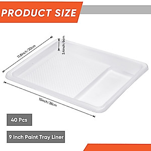 Geelin 40 Pcs Paint Tray Liner Disposable Paint Pans Trays 9 Inch Paint Roller Tray Disposable Paint Tray Heavy Duty Plastic Paint Tray Household Paint Trays Compatible with Most 9 Inch Paint Rollers