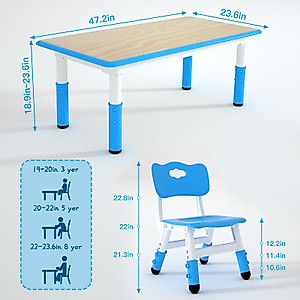 LulliSpace Kids Table and 2 Chairs Set, Height Adjustable Toddler Table and Chair Set,31.5"X23.6"Graffiti Desktop,Activity Table for Daycares,Homes,Classroom,Eco-Friendly, and Stylish Design