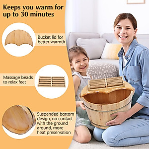 Kaichenyt Wooden Foot Basin, Solid Cedar Wood Foot Tub with Cover Plate, Wooden Bucket Foot Bath with Massage, Pedicure Barrel for Foot Bath, Soak, Massage, Spa, Sauna