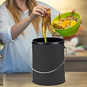 Compost Bin, LALASTAR Countertop Compost Bin with Lid, Kitchen Compost Container, Odorless Compost Bucket for Kitchen Food Waste with Carrying Handle, 1 Gallon, Black
