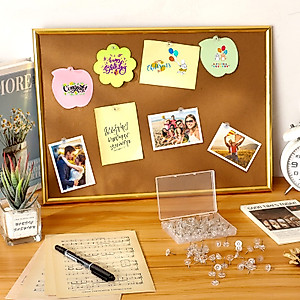JIMSUMM 150 PCS Push Pins, Standard Plastic Head Steel Point Clear Thumb Tacks for Wall, Clear Plastic Round Head for Bulletin Boards, Fabric Markers, Crafts and Office Organization (Clear)