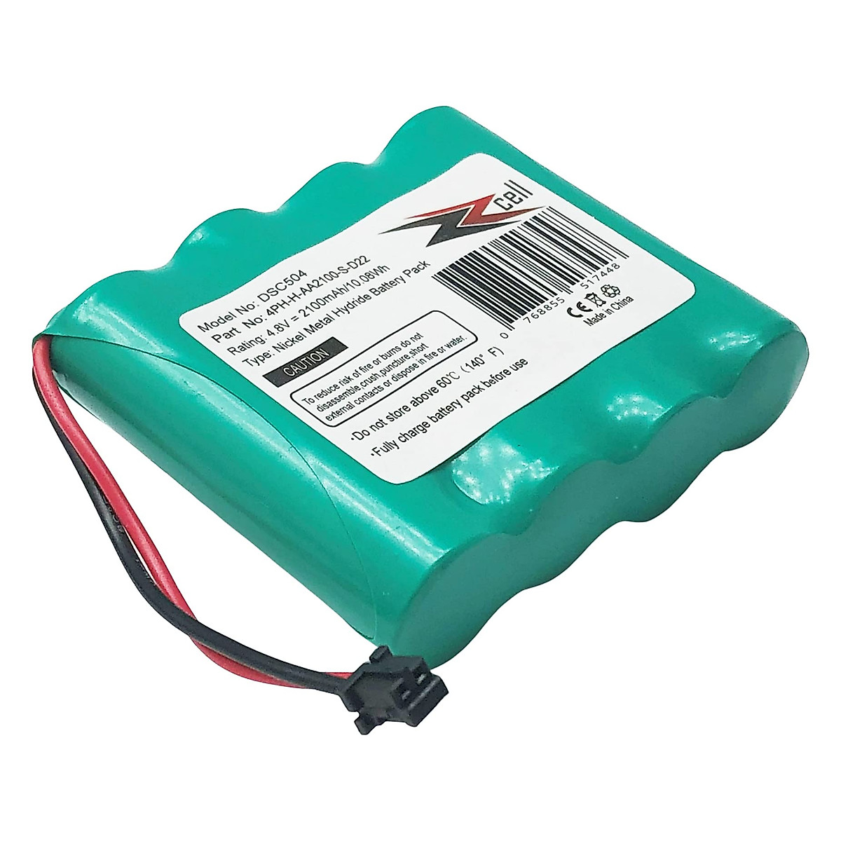 ZZcell® Battery Replacement for DSC WTK5504 Wireless keypad WS4920HE Wireless Repeater 4PH-H-AA2100-S-D22,17000153, WKA5504, DSC-BATT2148V Alarm System 4.8V 2100mAh