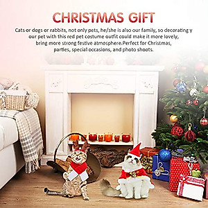 Syhood 4 Pieces Cat Christmas Costume Outfit Adjustable Cat Apparel Costume Cat Santa Christmas Hat and Scarf Cat Reindeer Antler Hat for Christmas Party Cosplay