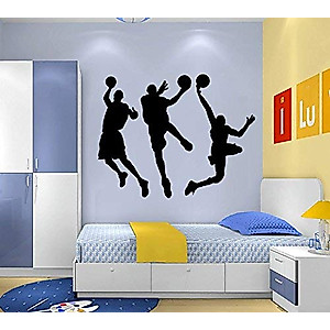 ANBER Slam Dunk Silhouette Wall Decal Removable Basketball Player Sticker for Kids Bedroom Living Room Playroom DIY Sport Wall Decal Art, 31.5" H x 53" W