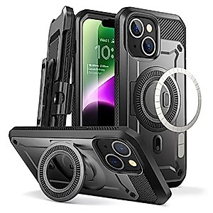 SUPCASE Unicorn Beetle Pro Mag Case for iPhone 14 Plus 6.7", Compatible with MagSafe Full Body Rugged Case with Built-in Screen Protector & Kickstand & Belt-Clip (Black)