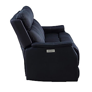 Steve Silver Co Ocean Blue Nubuck Leather-Like Power Reclining USB Port, Hand-Stitched, Headrest & Footrest Control Sofas, 84 x 41 x 41