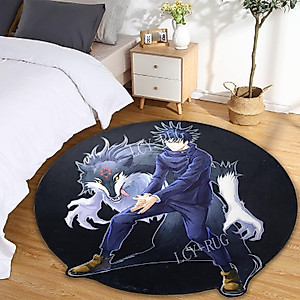 generic Anime Carpet Round Area Shape Rug Non Slip Ultra Soft Tufted Circular Rugs for Bedroom,Dorm,Gaming Room Best Anime Decor, 39×39