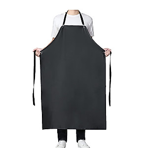 Jaspfct Waterproof Rubber Vinyl Apron,43''Waterproof Apron Dishwashing/Kitchen Cooking,Best for DishWasher, Cleaning, Butcher MD006-Blackred