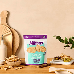 Milton’s Gluten Free Crackers, Crispy Sea Salt - Non-GMO Project Verified, Kosher, Certified Gluten Free Snack, 5 Grains In Every Bite - 20 Oz