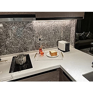 NITINOL 16x18 Inches Large Clear Acrylic Serving Tray with Handles Spill Proof Trays for Coffee Table Bathroom Kitchen Office