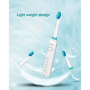 Initio Sonic Electric Toothbrush for Adults, Rechargeable Toothbrush with Smart Timer, 5 Modes, 3 Brush Heads, 40,000 VPM Motor, Whitening Power Toothbrush, IT959 (White)