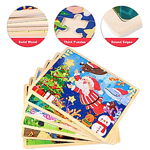 6 Pack Wooden Puzzles for Kids Ages 4-8 Jigsaw Puzzles Preschool Learning Educational Toys for Toddlers Boys Girls