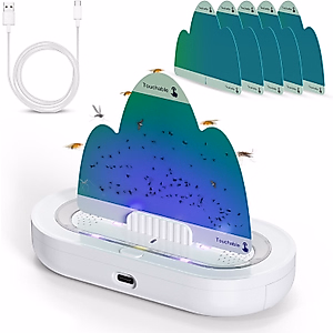 Fruit Fly Traps for Indoor Outdoor, Double-Sided Fly Trap Indoor, Rechargeable Flying Insect Traps with Blue Bug Light, Fruit Fly Traps for Camping, Patio, Garden, Kitchen (1 pcs)