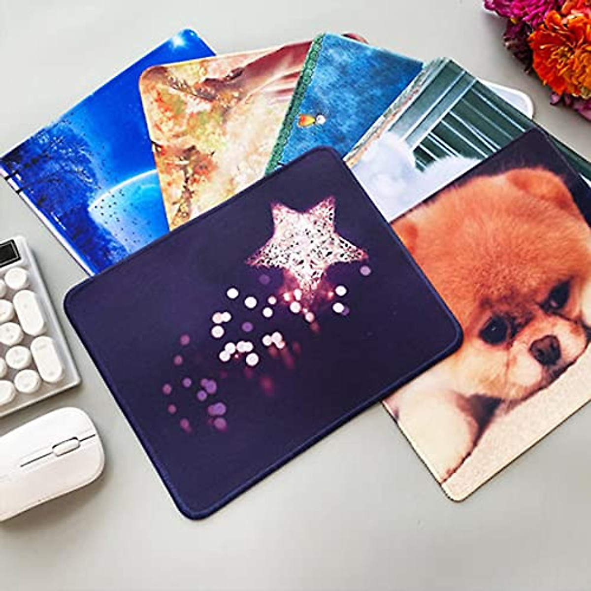 Wugao 2025 Calendar Mouse Pad with US,Cat Fish Table Mouse Pad with Stitched Edges