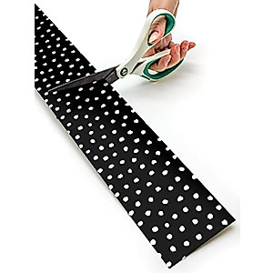Teacher Created Resources White Painted Dots on Black Straight Rolled Border Trim (TCR8911)