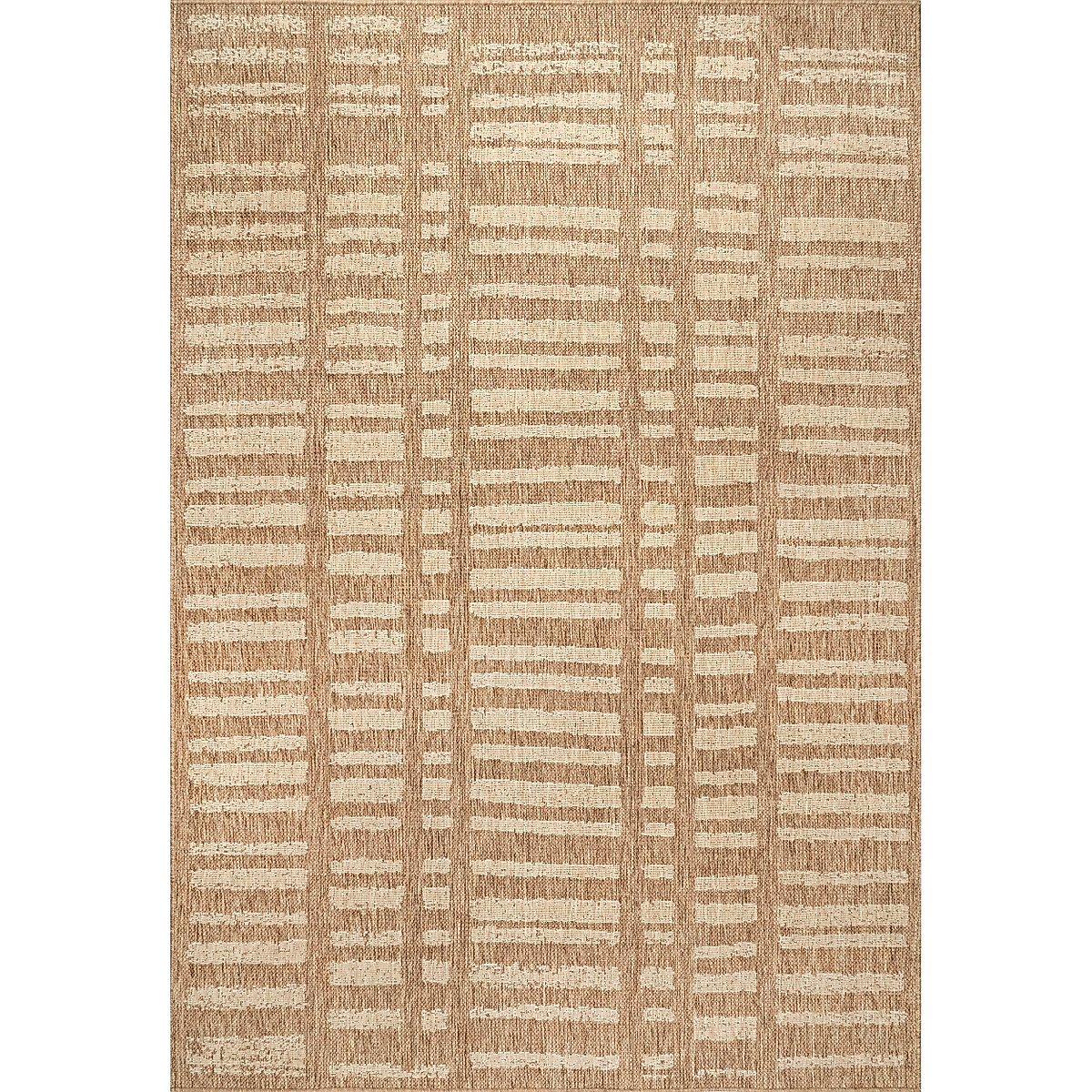 nuLOOM 5' x 8' Outdoor Performance Area Rug, Stain Resistant, Weather Resistant, High Traffic, Patio, Balcony, Outside, Marin Brown