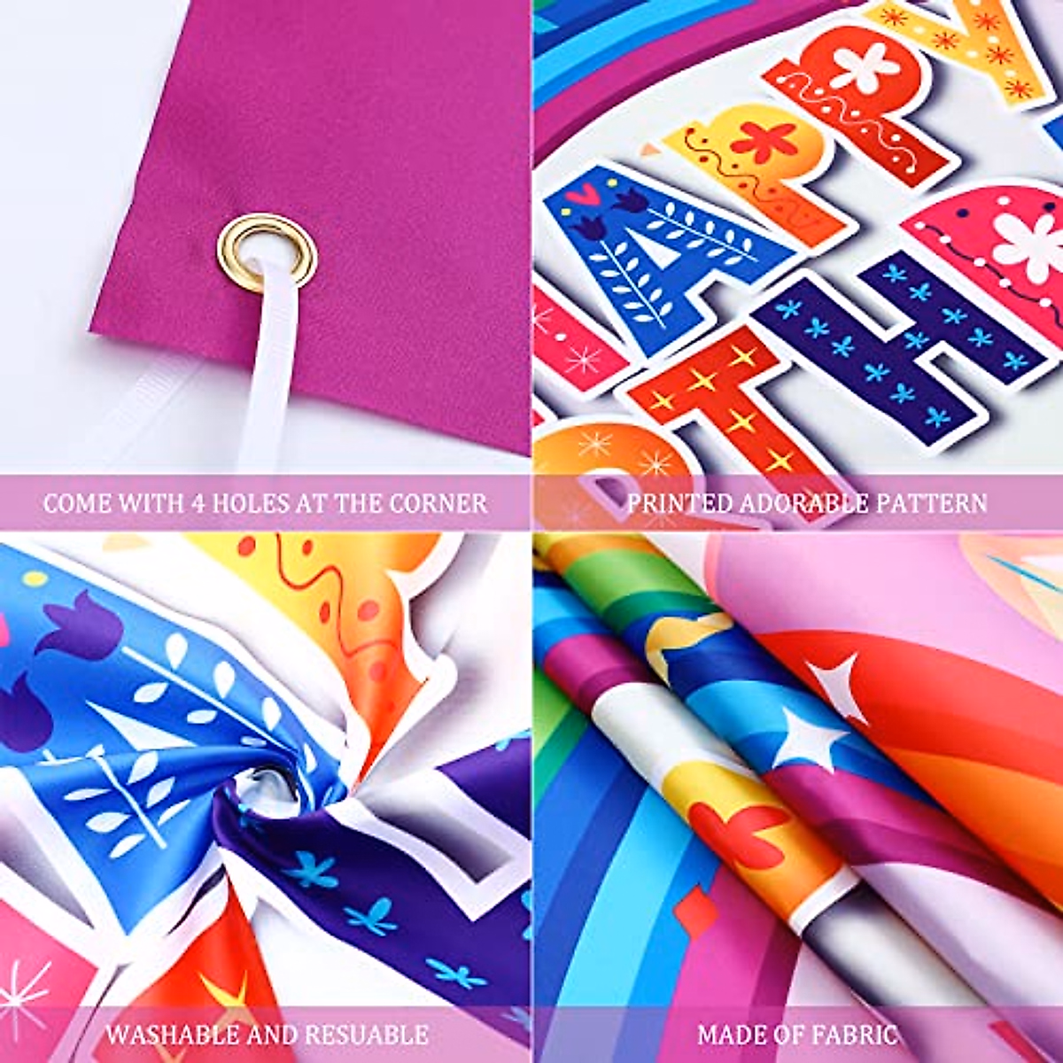 Rainbow Birthday Backdrops for Girls Rainbow Party Decorations Backdrop Banner Rainbow Birthday Decorations Rainbow Birthday Party Supplies for Girls and Kids, 71 x 44 Inch