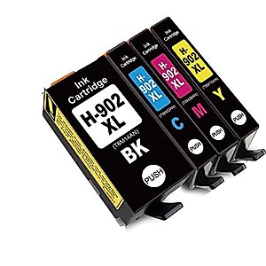 RLMINK Compatible Ink Cartridge Replacement for HP 902XL 902 Ink Cartridges to use with Officejet 6978 6968 6962 6958 6970 6950 6960 Printer Tray (Black, Cyan, Magenta, Yellow, 4 Pack)