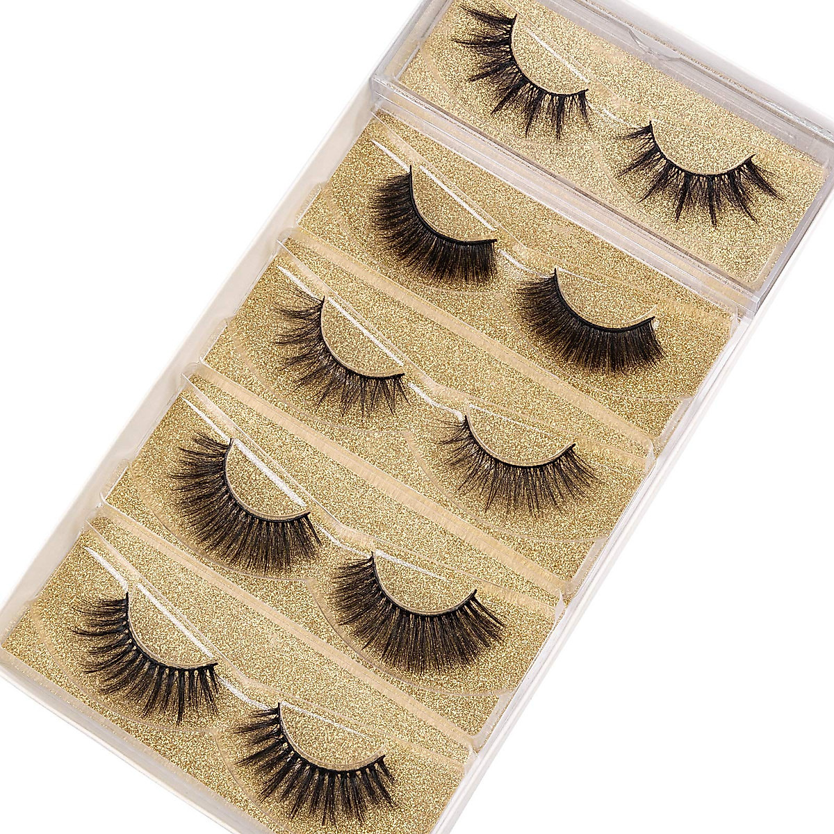 DYSILK False Eyelashes Fake Lashes - Eyelashes Natural Look 5 Pairs 6D Lashes Mink Eyelashes 5 Styles Mixed Fluffy Lashes Reusable Fake Eyelashes Wispy Mink Lash Natural Look| 15mm-18mm