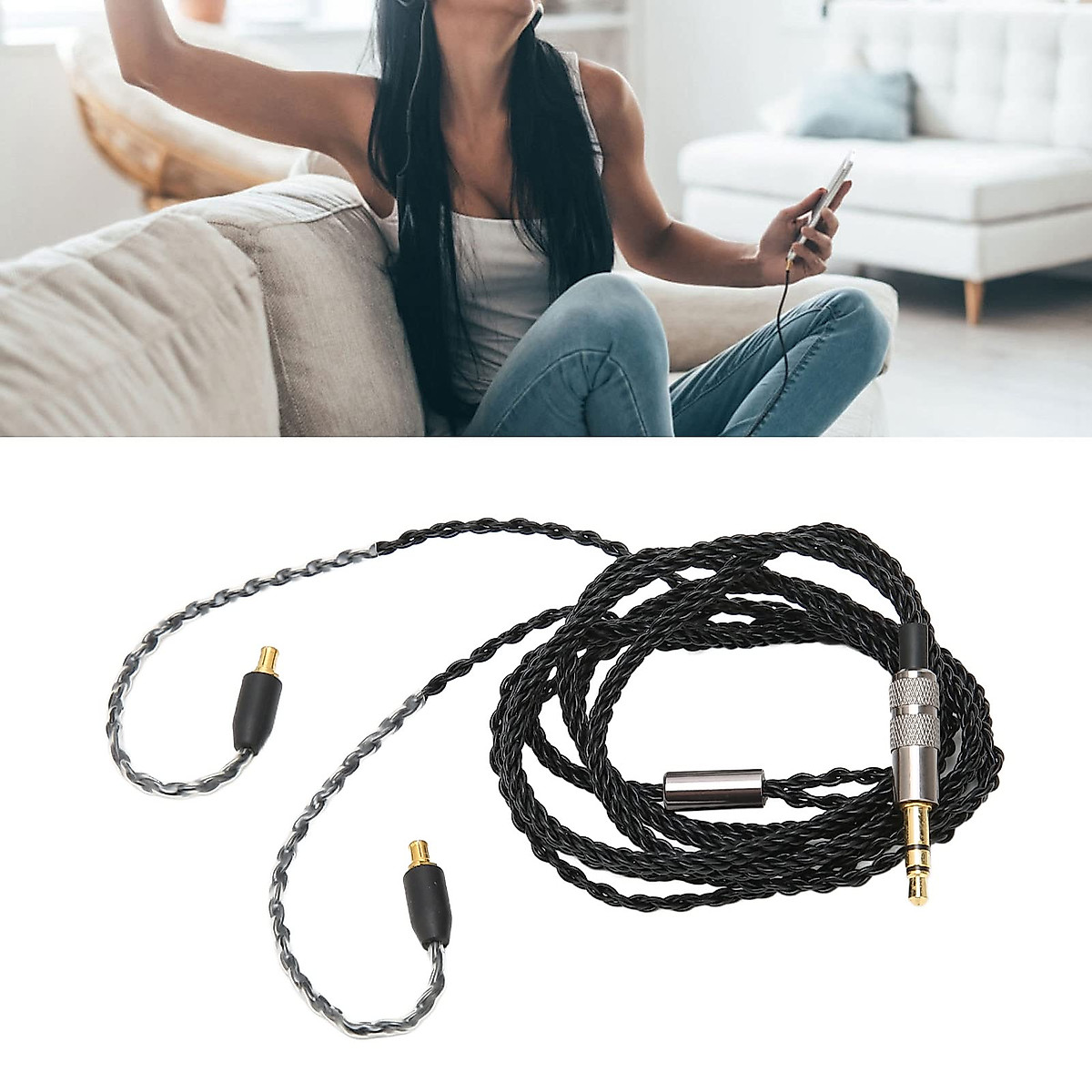 Sanpyl Headphone Cable Replacement, 130cm/51.2in Length 3.5mm Plug 18 Core Oxygen Free Copper, Earphone Cable for ATH CKS1100 E40 E50 E70 LS200 LS300