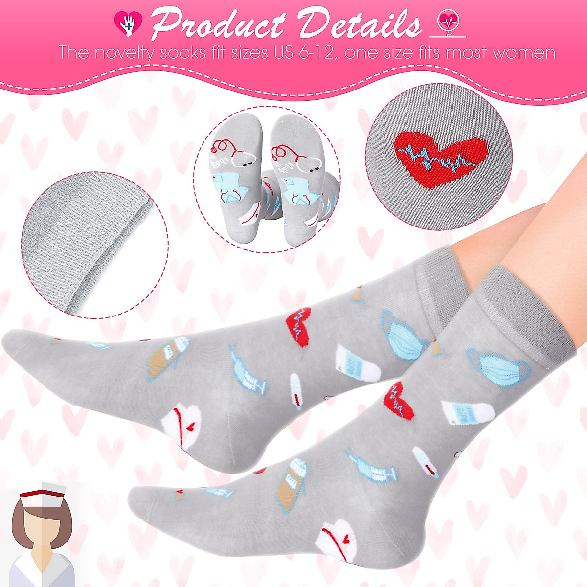 Skylety 3 Pcs Funny Nurse Gifts Set for women Including 20oz Tumbler Mug Nurse Crew Sock Nurses Keychain Nurse Practitioner gift for Nurse Graduation Birthday