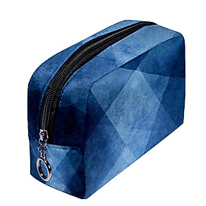 TBOUOBT Gifts for Men Women Makeup Bags Toiletry Pouch Small Cosmetic Bags, Navy Blue Geometric Pattern Modern