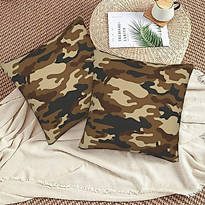 Fiokroo Military Camouflage Throw Pillow Covers Set of 2 Pillow Cushion Cases Army Style Camo Square Pillowcases for Sofa Bedroom Living Room Car, 18 X 18 Inch