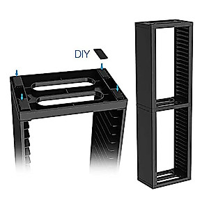 SALUTUY Game Holder Rack, Stylish Multimedia Storage Functional Game Accessories Organizer Game Disc Storage Organizer Shelf Space-Saving Adjustable for Game Discs