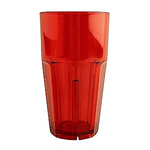 G.E.T. 9916-1-R-EC Heavy-Duty Shatterproof Faceted Plastic Tumbler, 16 Ounce, Red (Set of 4)