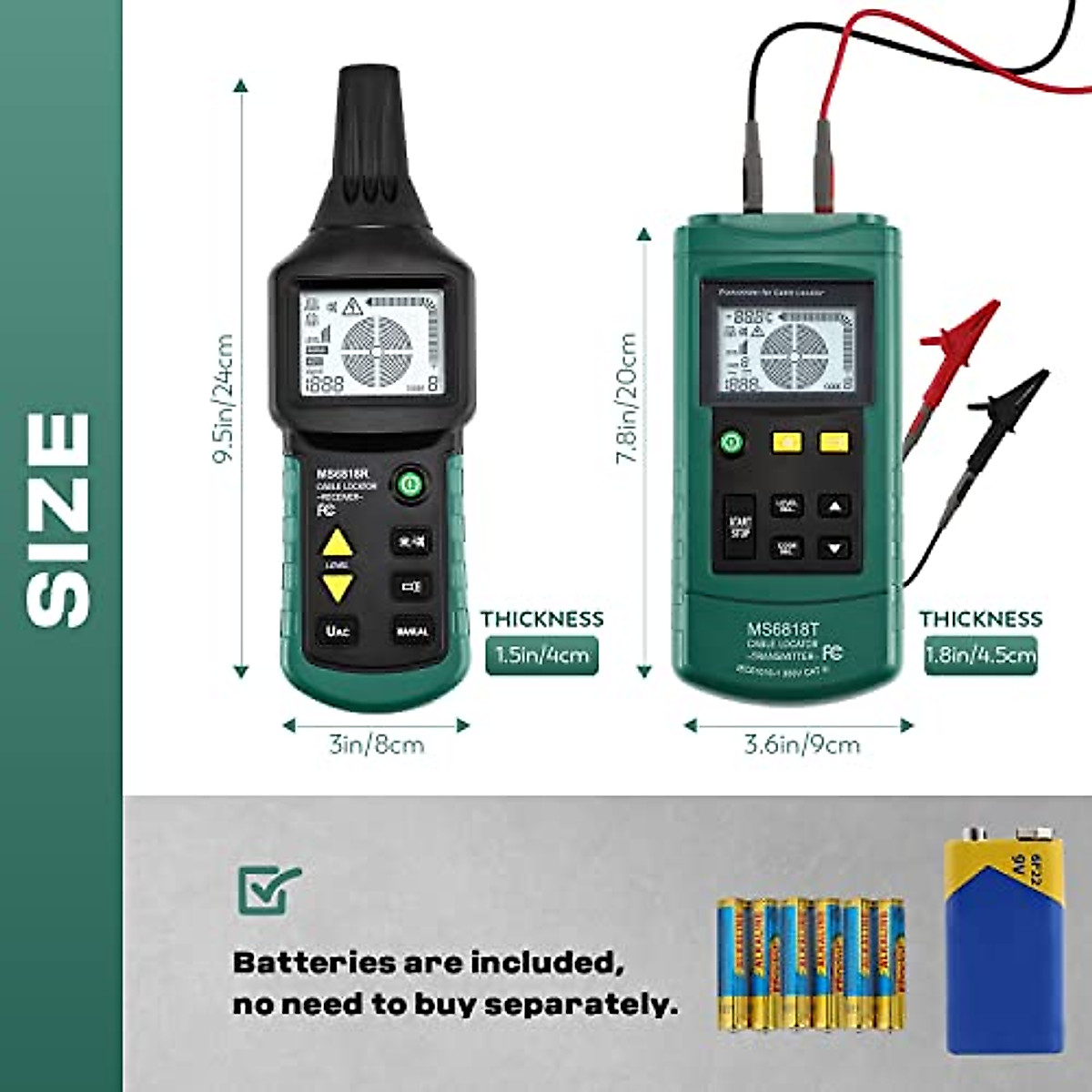 Bonvoisin Underground Wire Locator Cable Tracer Detector for Finding Wall/Underground/Dog Fence Broken Wire, Short Circuit, Metal Pipe (Batteries Included)