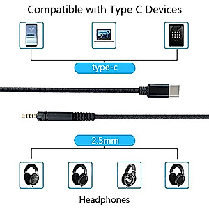 Meijunter Replacement Headphones Cable Compatible with Sennheiser HD518 HD558 HD598 HD599 HD579 - Type-C to 2.5mm Interface Audio Adapter