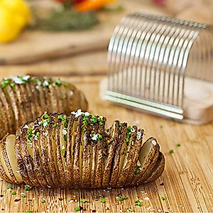 Charcoal Companion CC2031 Hasselback Potato Slicing Rack - Bake or Grill Delicious Potatoes In Your Kitchen or BBQ